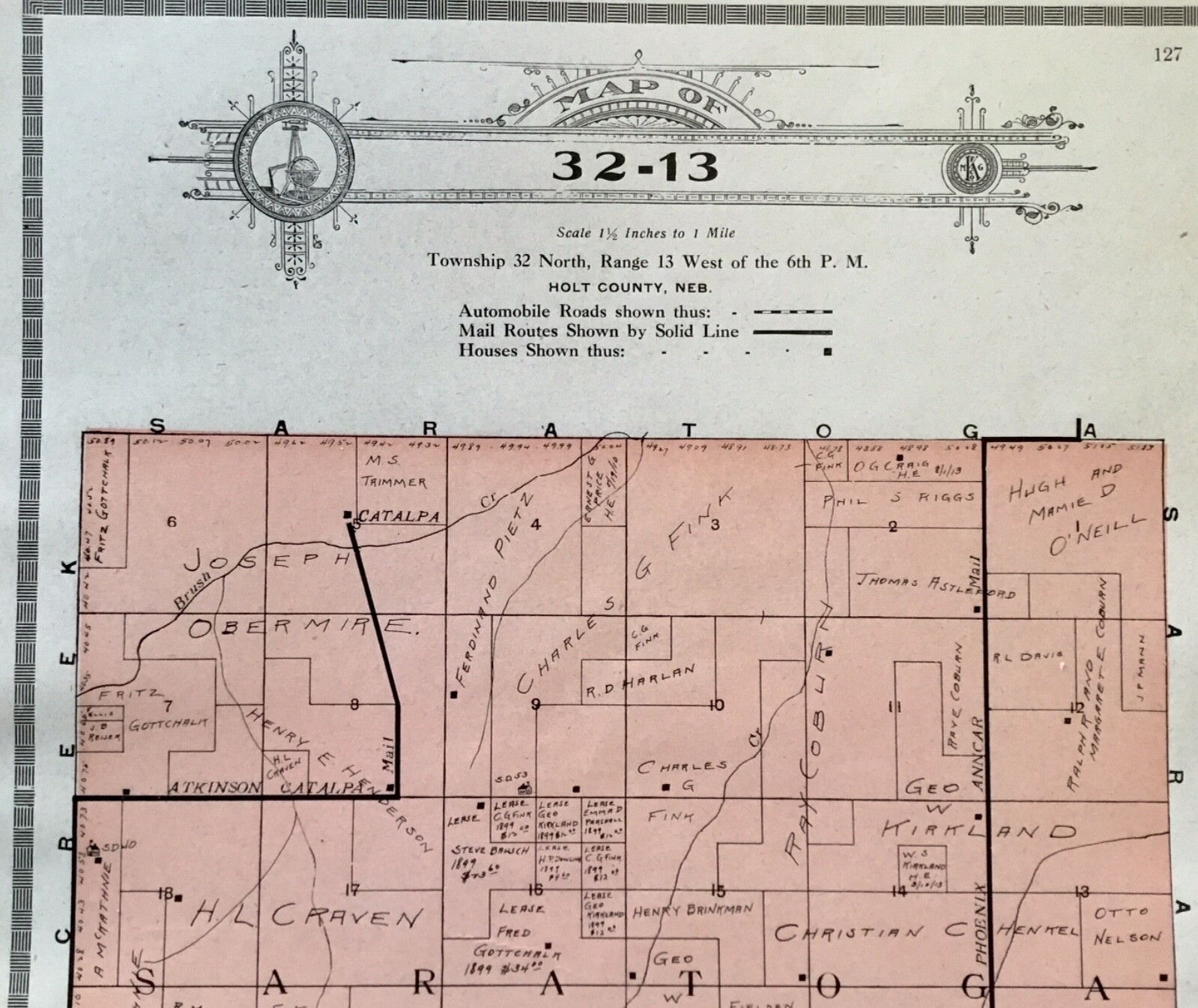 1915 Plat Map Holt County, Nebraska, Twnsp 32-13 Saratoga precinct ...