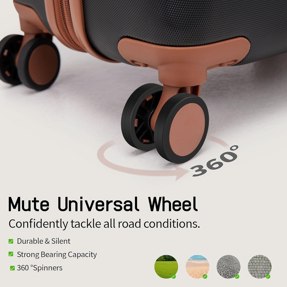 Expandable five-piece luggage set, hard-shell suitcases with spinner ...