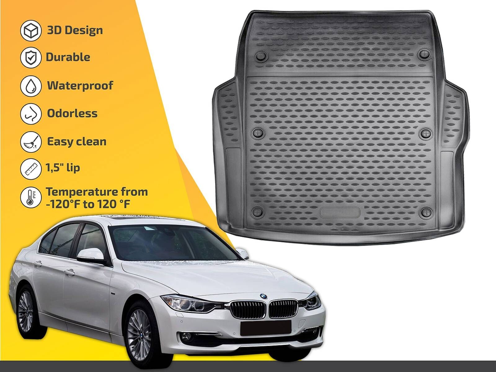3D TPE Cargo liner boot tray trunk mat for BMW 3 Series F30 2012-2018 ...