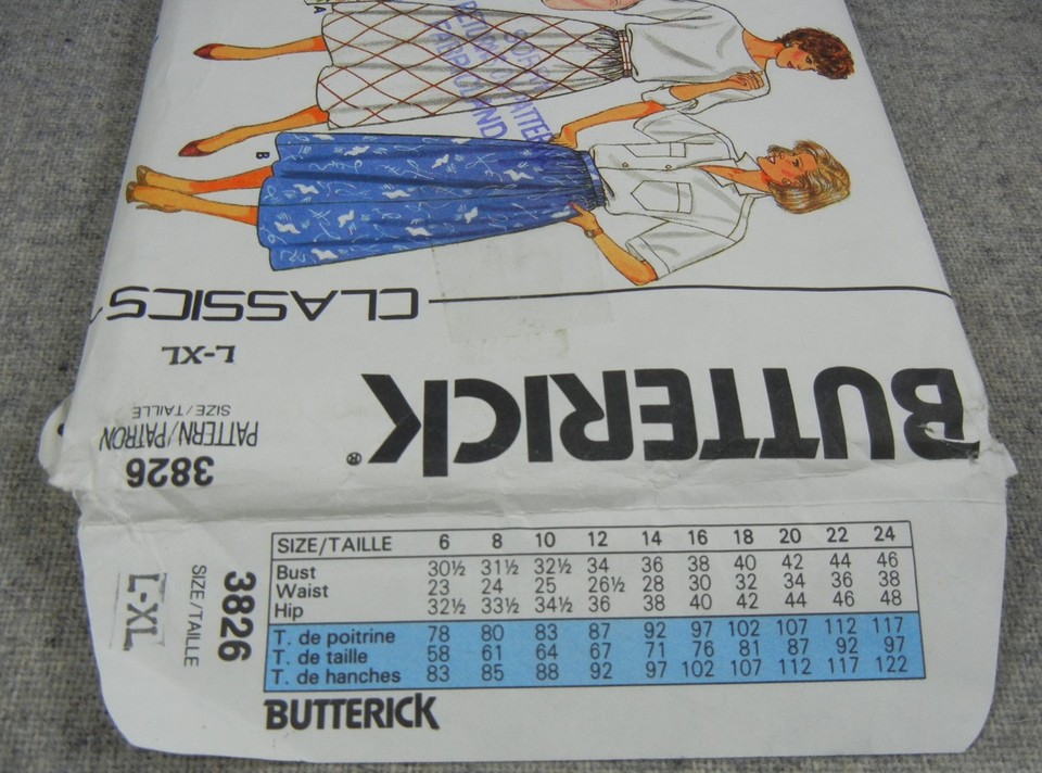 Butterick 3826 Misses Skirt flared A-line pockets size 16 18 20 22 ...