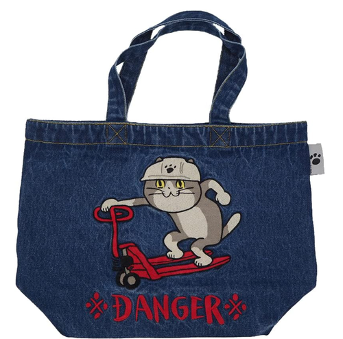 MAKERS KUMAMINE SHIGOTO NEKO(Work Cat) Denim Embroidery B4 Tote Bag ...
