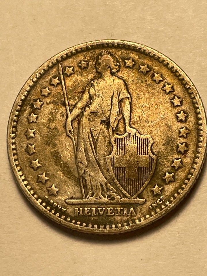 1901B 1901 B Switzerland 2 Francs NICE SILVER COIN! KEY DATE! SHIPS ...