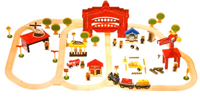 CIRCO WOODEN TRAIN TRACK SET 120 PIECES DRAWBRIDGE NEW IN THE BOX | eBay