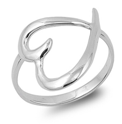 Heart Bow Statement Promise Wave Ring New .925 Sterling Silver Band ...