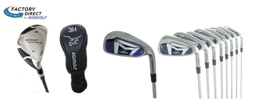 AGXGOLF MENS OS1 SAME LENGTH IRONS SET: STEEL w#3 HYBRID +5,6,7,8,9 ...