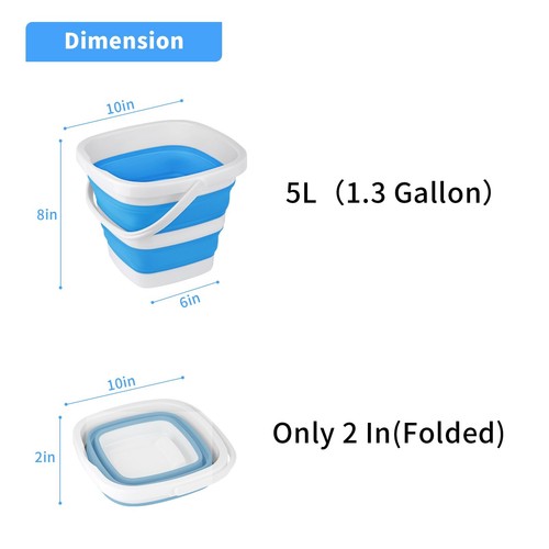 2 Pack Collapsible Buckets 5L 1.3Gallon Small Cleaning Bucket for ...