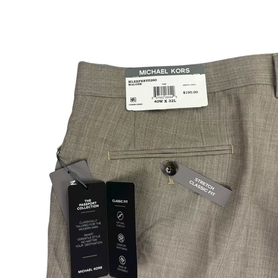 Michael Kors Mens Malone Classic Fit Wool Blend Stretch Suit Pants Tan ...
