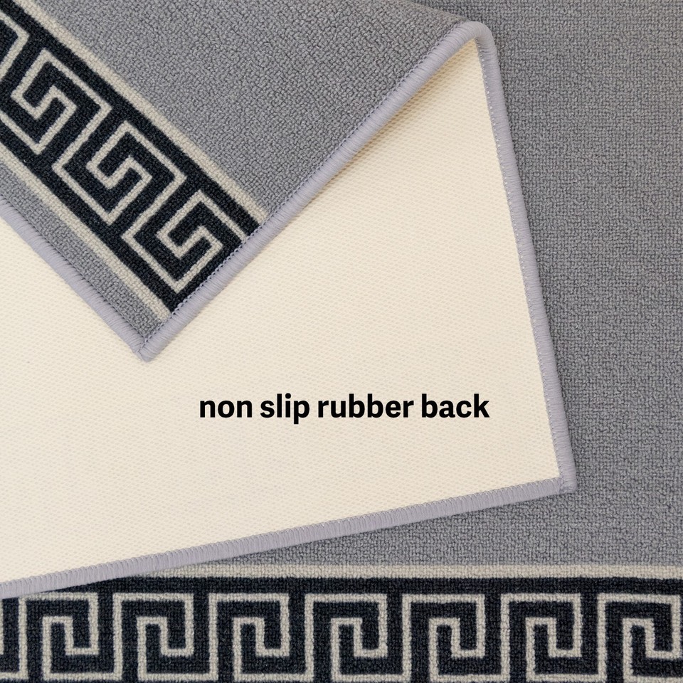 Custom Size Anti Slip Low Profile Loop Pile Meander Gray Design Runner ...