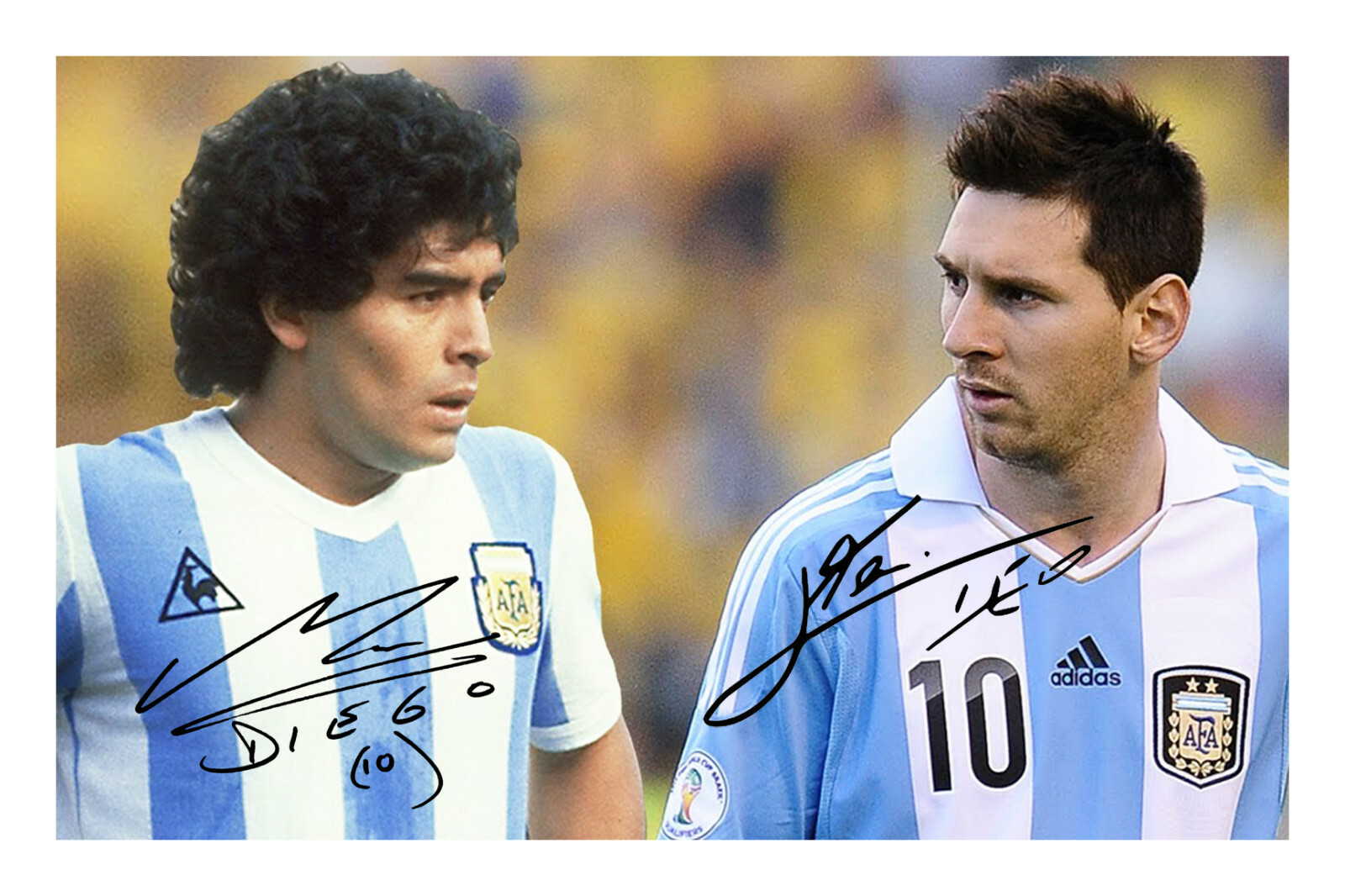 Diego Maradona & Lionel Messi Signed A4 Autograph Photo Print Argentina ...