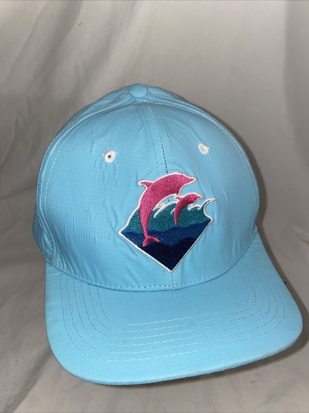 Rare Vintage retro Pink Dolphin neon Blue Splash beac… - Gem