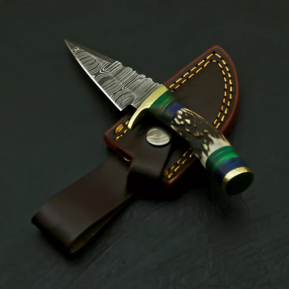 6”Inches custom Handmade Forged Hunting/Skinning Knife-Stnag/Antler ...