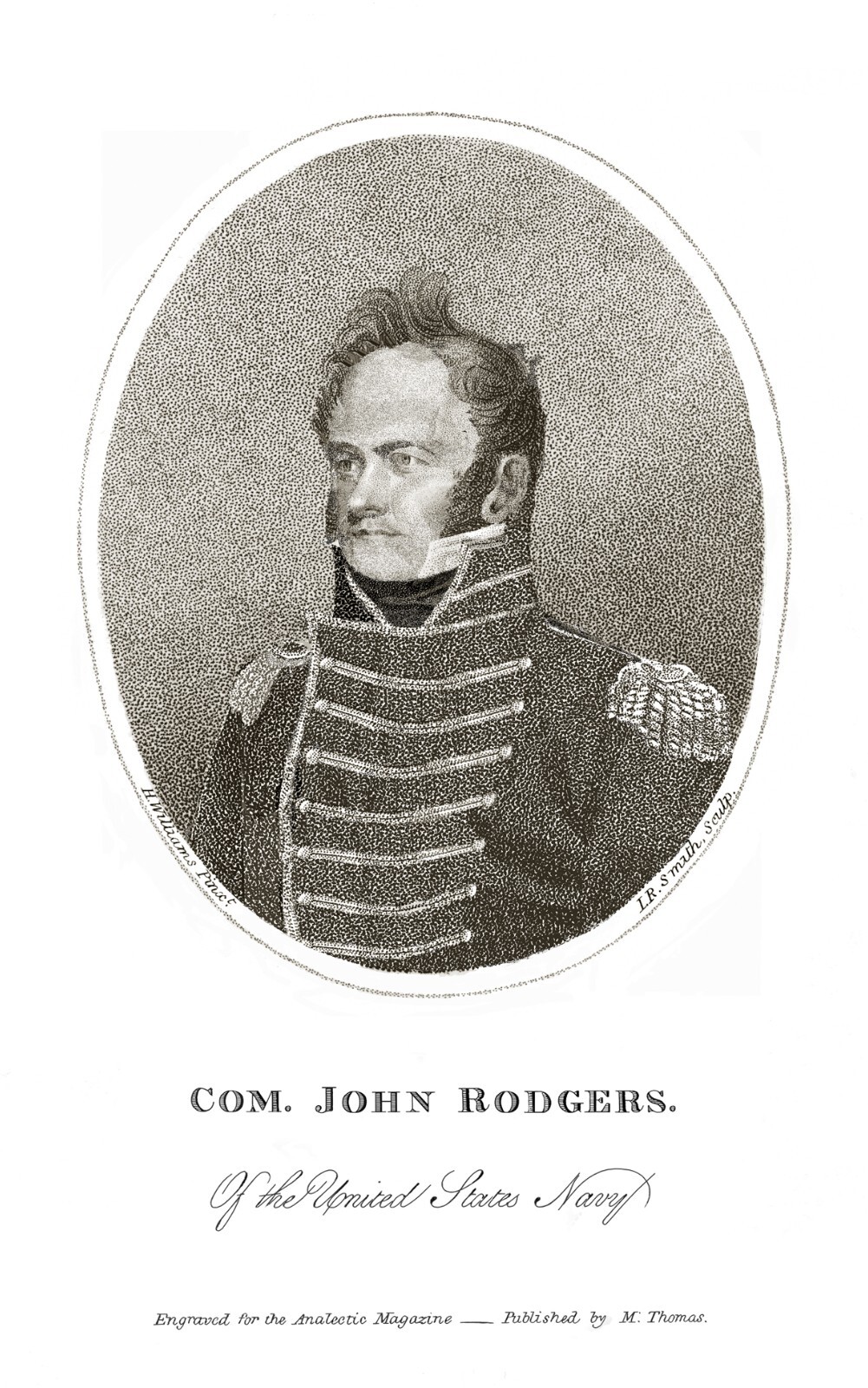 Commodore JOHN RODGERS stipple 1816 engraving PRINT Williams pinx Smith ...