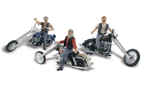 Woodland Scenics ~ N Scale Motorcycle & People ~ Bad Boy Bikers ...