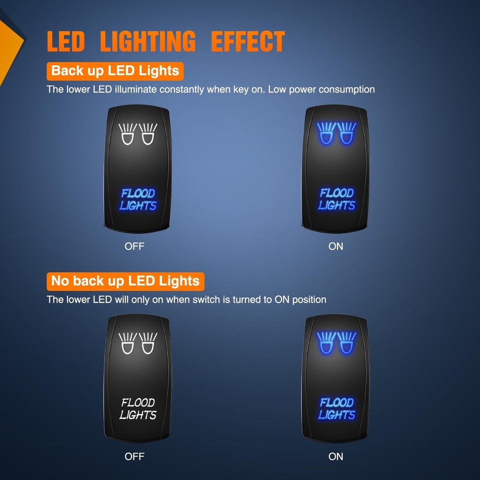 Nilight Flood Lights Rocker Switch Led Light Bar 5 Pin Laser On Off ...