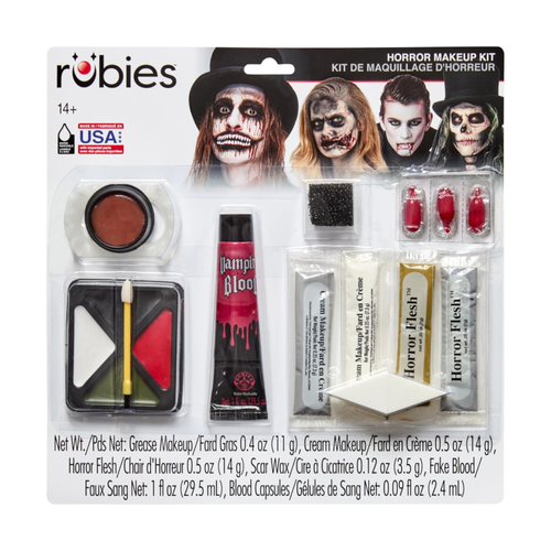 Halloween Horror Makeup Kit Scar Wax Fake Blood Flesh Cream Fangs by ...