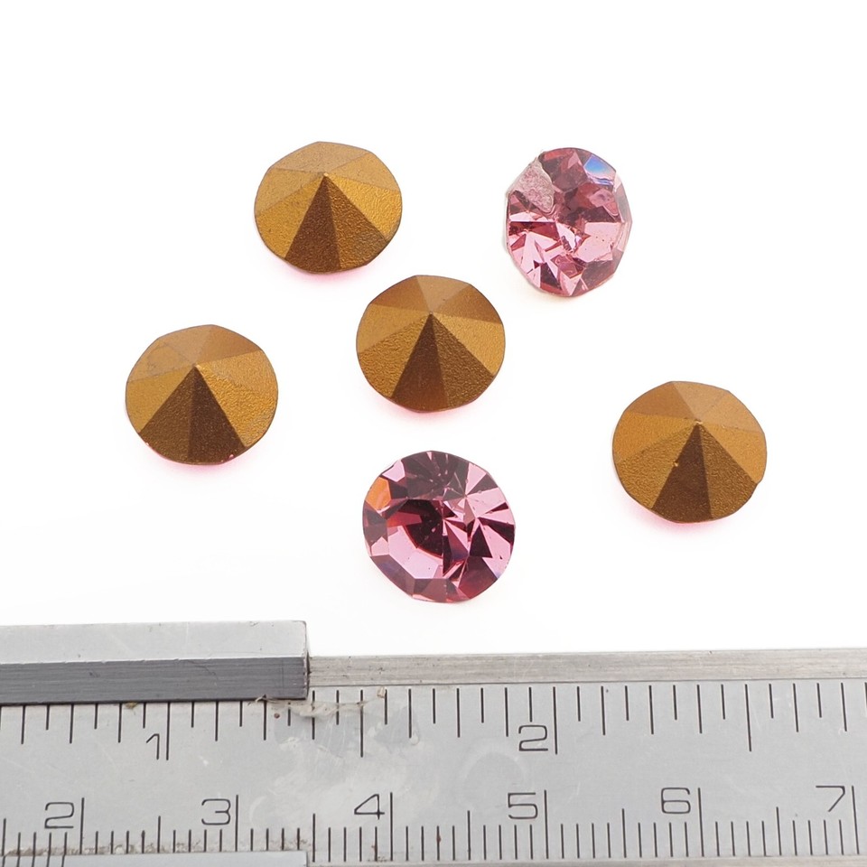 Lot (6) vintage Austrian D.S foiled pink MC chaton rhinestones ss48 ...