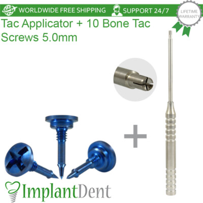 10 B0ne Tac Screws 5.0mm + Applicator Guided Regeneration Dental GBR ...