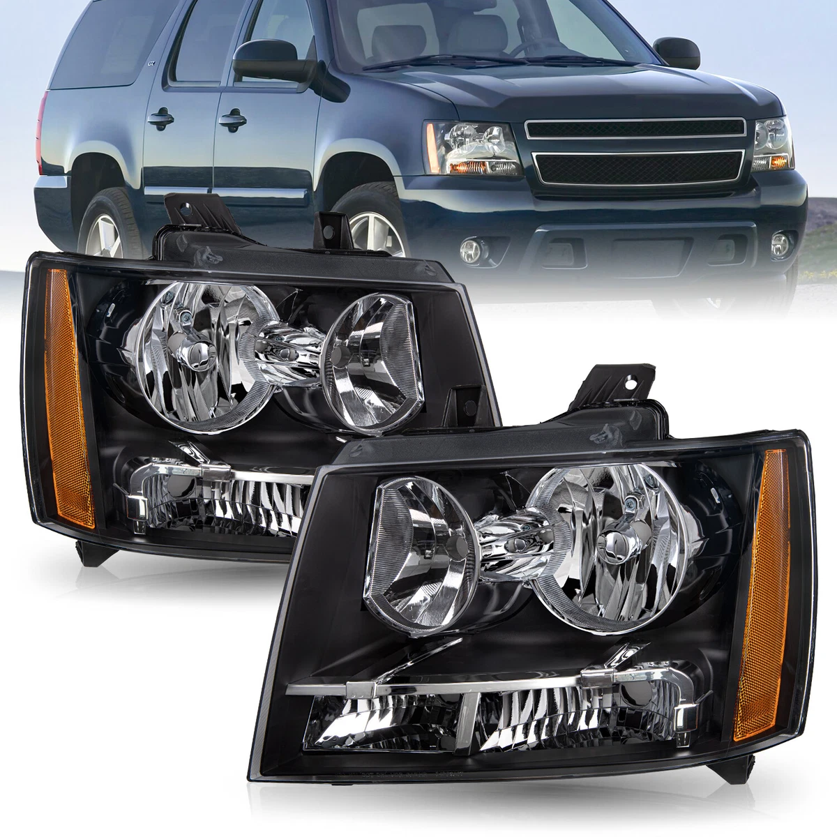 Ventanas De Aluminio Conjunto De Faros Delanteros Para Chevy Tahoe Suburban Faros De Angel ...