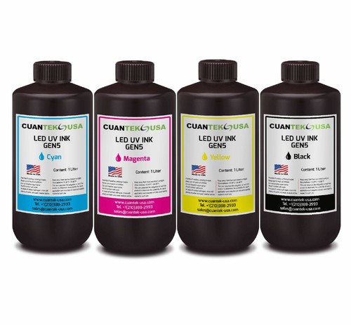UV LED Inks for Printers w/ Ricoh GEN5 printheads - 4x 1000ml Bottles ...