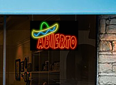 Abierto Neon Sign | Jantec | 32" x 20" | Spanish Open Mexican Food Neon ...
