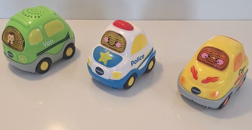 Vtech Interactive Vehicles Lot Of 5 Police Van Taxi Cars Tested All ...