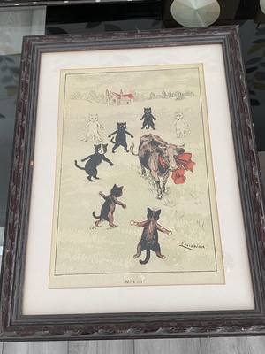 Louis Wain Framed Coloured Cats and Cow Print Milk-Oooo! | eBay UK