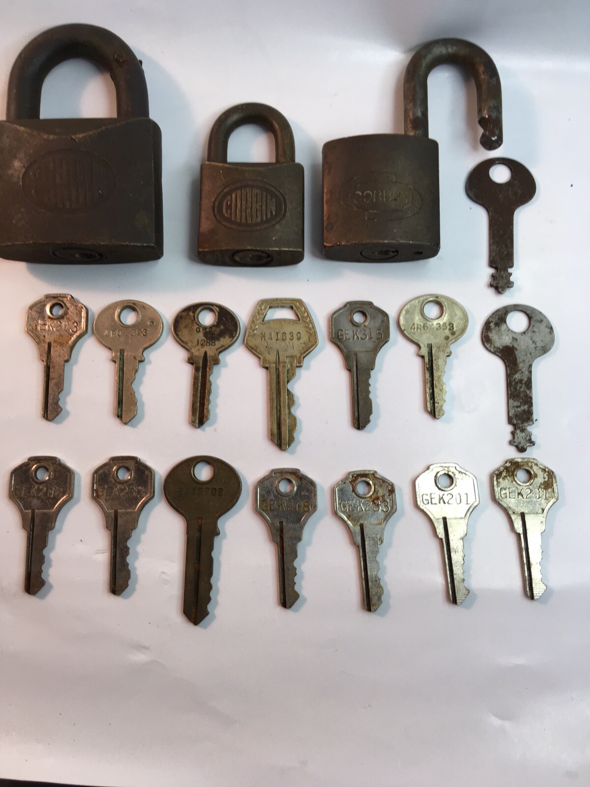 LOT OF 3 VINTAGE CORBIN PADLOCK S AND CORBIN KEYS | eBay