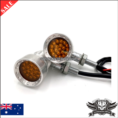 Chrome Motorcycle LED Turn Signal indicator Light Harley Chopper custom ...