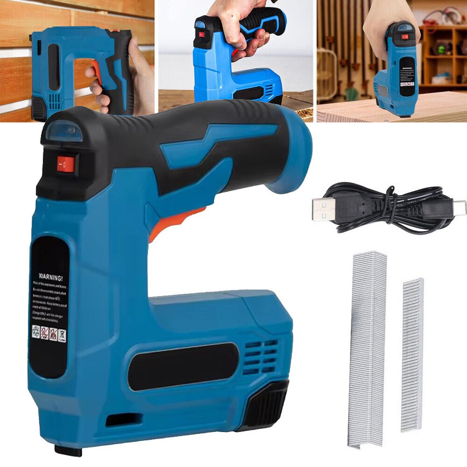 Electric Staple Nail Gun Tacker Upholstery Carpet Fabric Thin Wood ...