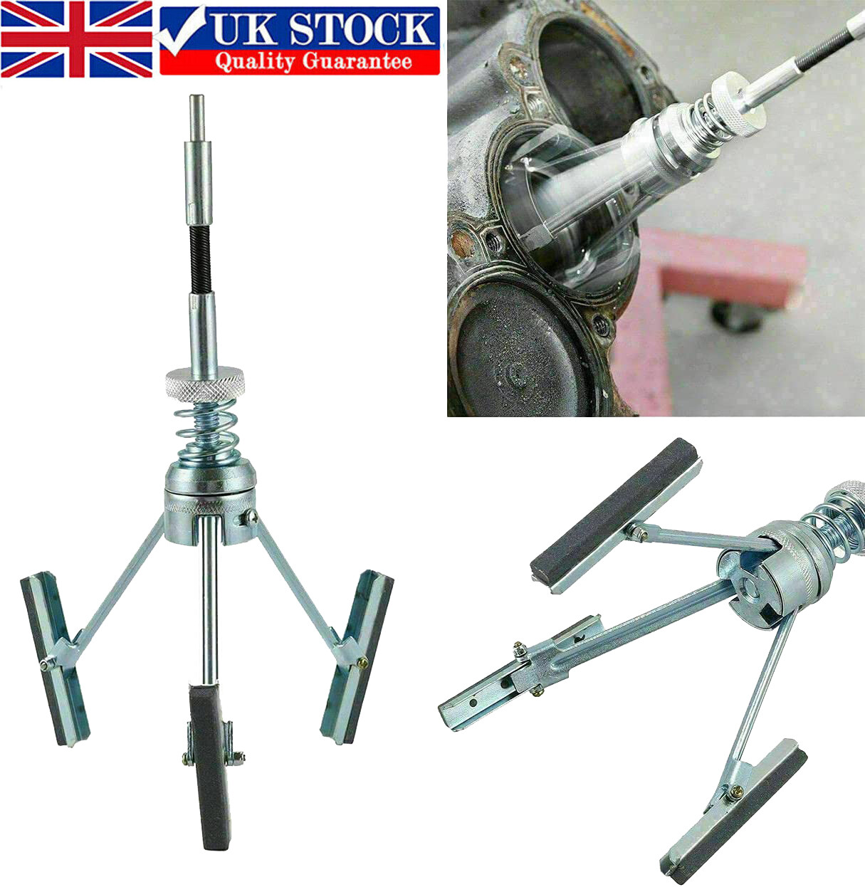 Car Engine Cylinder Hone Honing Tool Triple Leg Glaze Buster Stone Bore ...