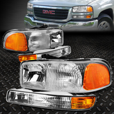FOR 99-07 GMC SIERRA YUKON OE STYLE FLUTED LENS HEADLIGHT BUMPER LAMPS ...