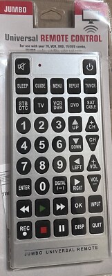 Giant Jumbo Universal Remote Control #61959 TV VCR DVD Cable Combo 11 ...