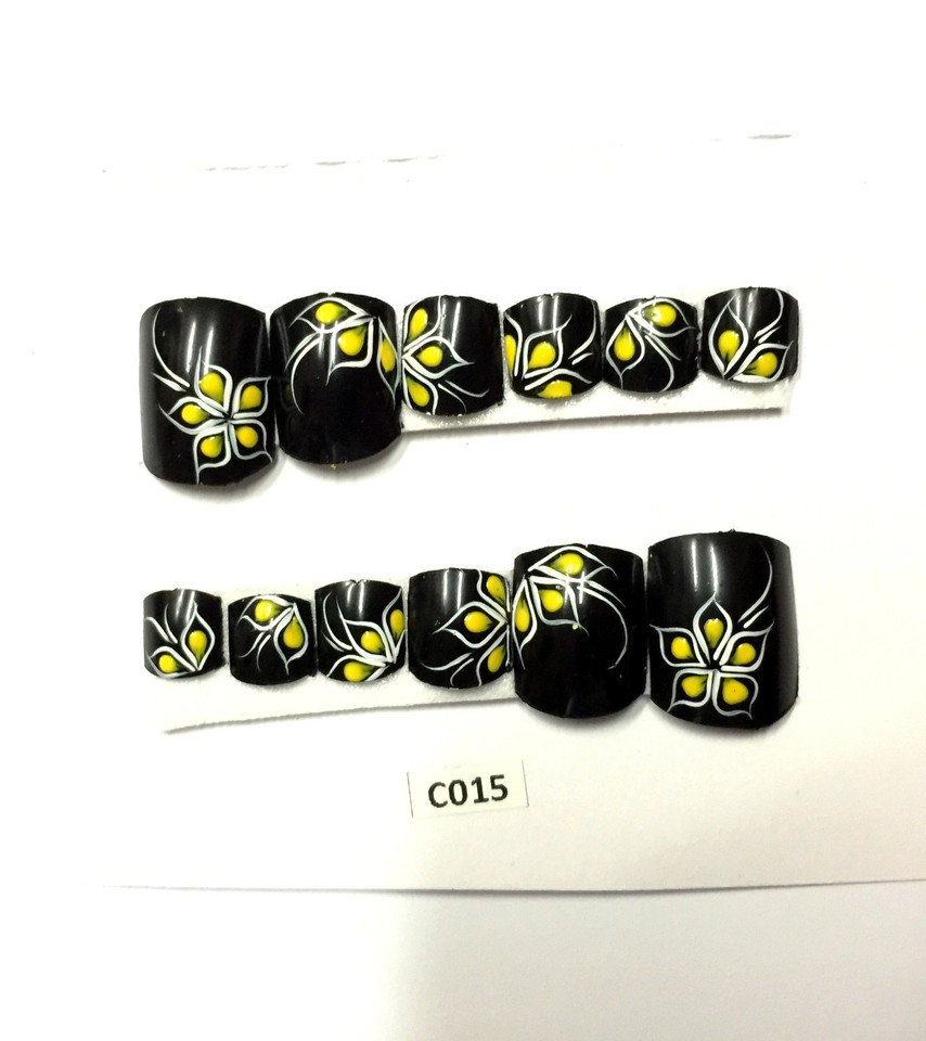 False Fake Art Nails Artificial Design Nail DIY HANDMADE Free Glue Nail ...