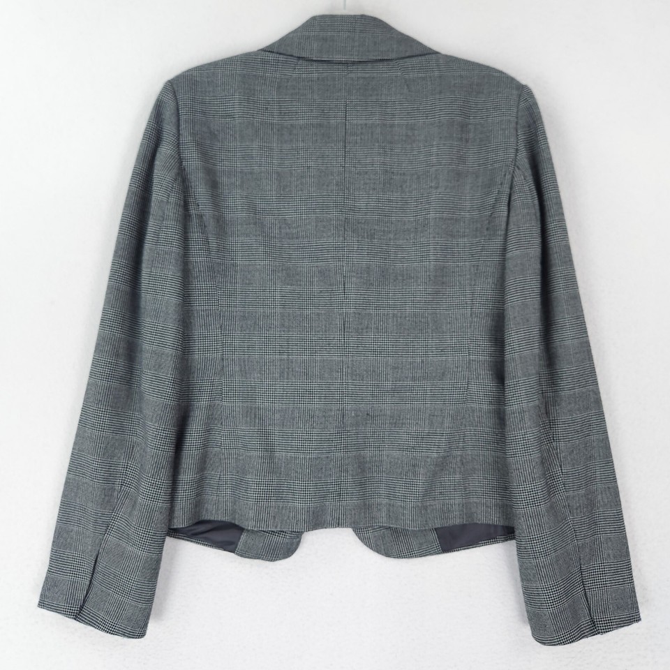 Ann Taylor Jacket Womens 6 Gray Black Houndstooth Blazer Three Button ...