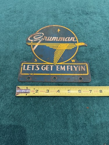 WWII Grumman License Plate Topper Homefront RARE LET'S GET EM FLYIN ...