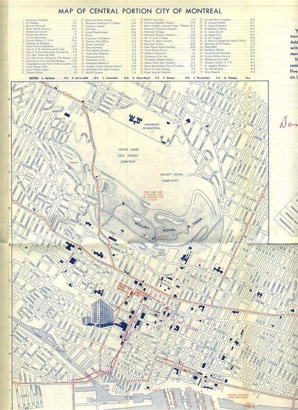 Maps Montreal Eastern Canada United States 1950's Drummond Street ...