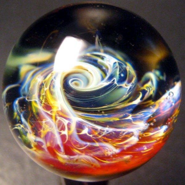 Glass Marble - .86" handmade contemporary art lampwork decor sculpture ...