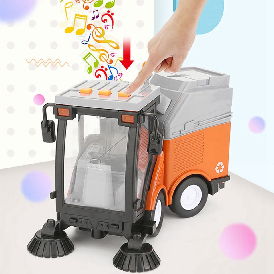 Simulation Sanitation Car Model Light Music Pull Back Motor Vehicle Toy ...