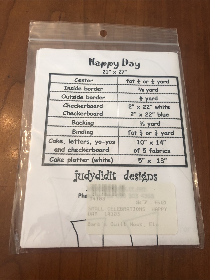 Small Celebrations Happy Quilt Pattern By Judy Did It Designs New | eBay