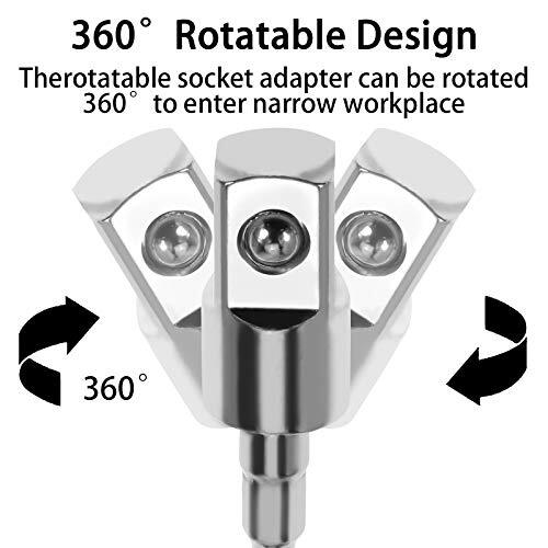 Impact Grade Socket Adapter 3 Pack Set 360 Rotatable Universal Joint ...