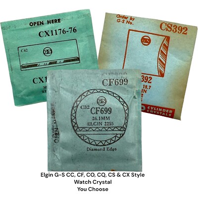 Elgin Wristwatch Crystal x 1 G-S CC, CF, CO, CQ, CS & CX Style CHOICE ...