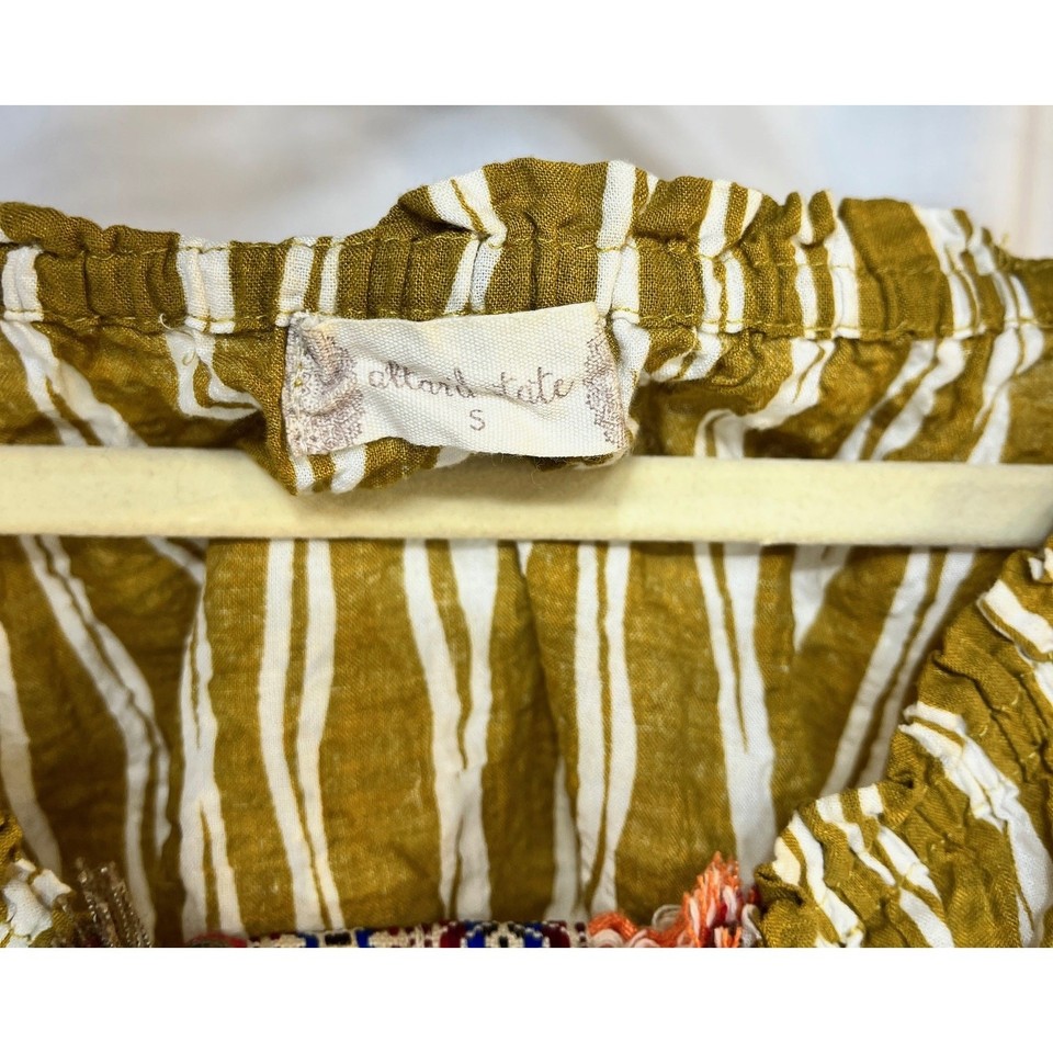 Altar'd State Shirt Top Women's Small Short Sleeve Boho Fringe Dark ...