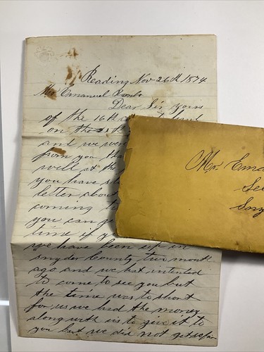 1874 Selinsgrove, Pennsylvania Name: RAMBO Handwritten Letter ...