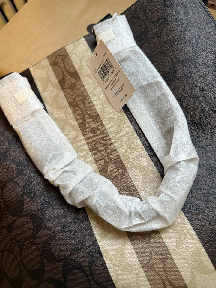 COACH Graham Structured Tote Signature Varsity Stripe | eBay
