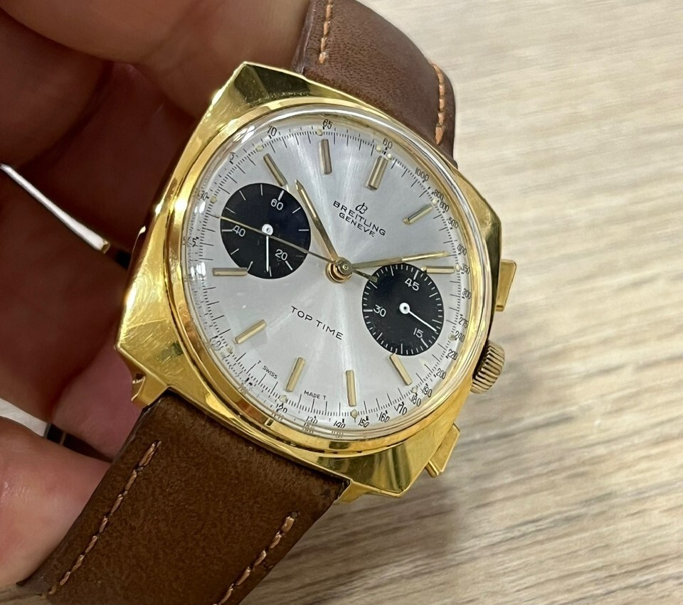 BREITLING TOP TIME PANDA CHRONOGRAPH Ref. 2008 GOLD PLATED AMAZING ...