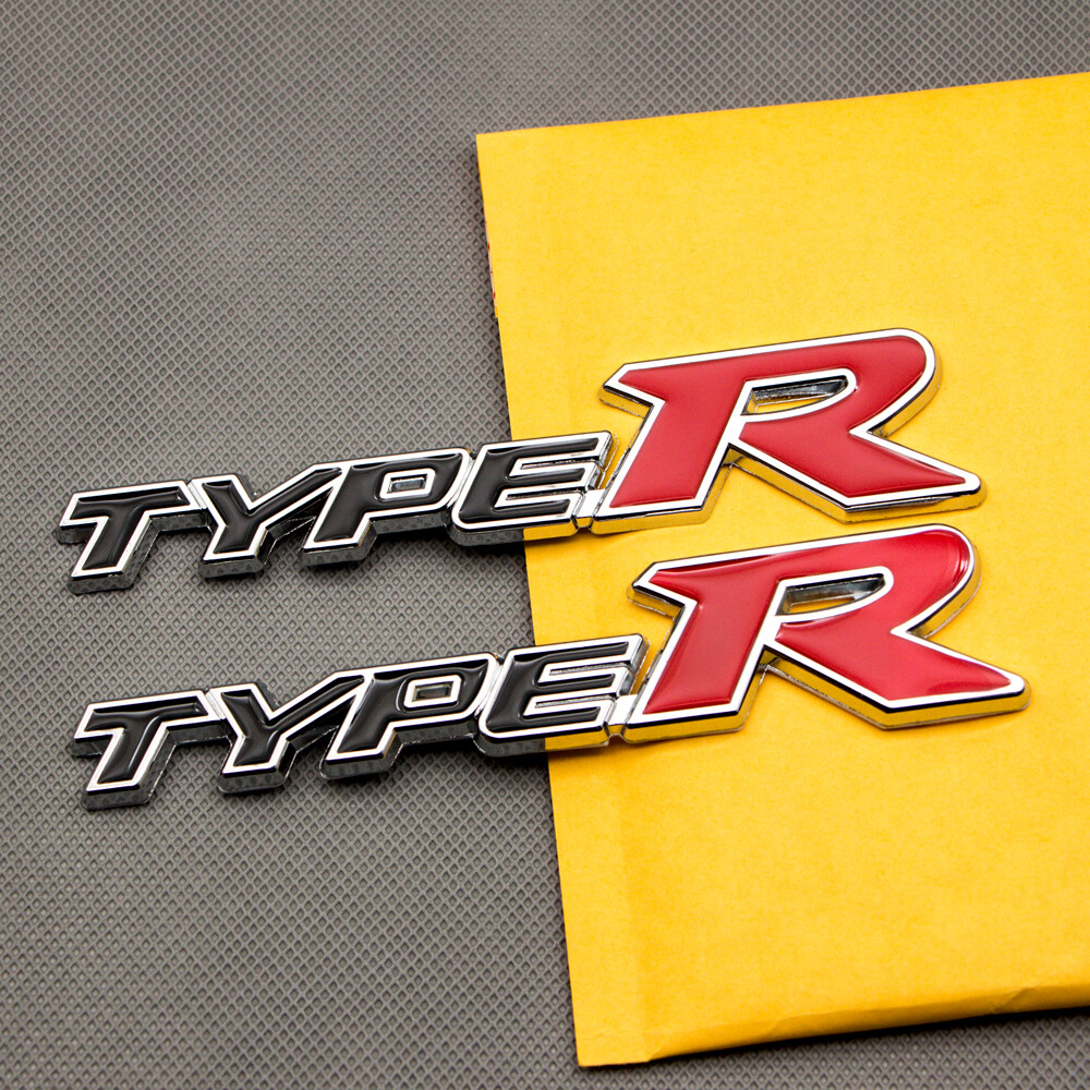 2x Chrome Metal Black & Red Coated TYPE-R Car Emblem Rear Lid Trunk ...
