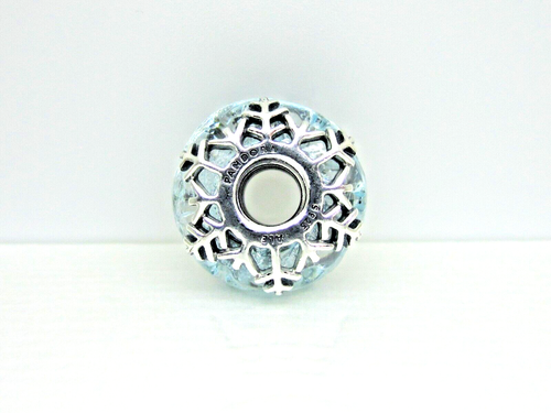 Authentic Pandora S925 ALE Winter Blue Snowflake Murano Glass Charm ...