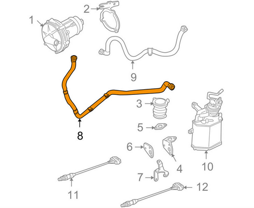 VW BEETLE 9C1 Secondary Air Injection Pump Hose 06A131372 1.8T 127kw ...