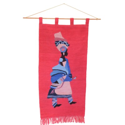 Traditional African Woman Weaving Tapestry Large Wall Art Mohair Wool ...