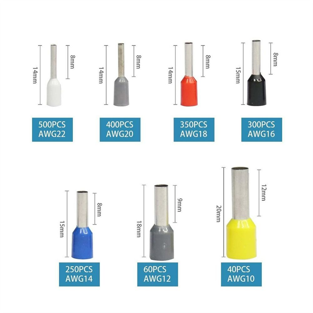 1900Pcs 7 Sizes Ferrules Terminals Set Insulated Terminal Connector ...